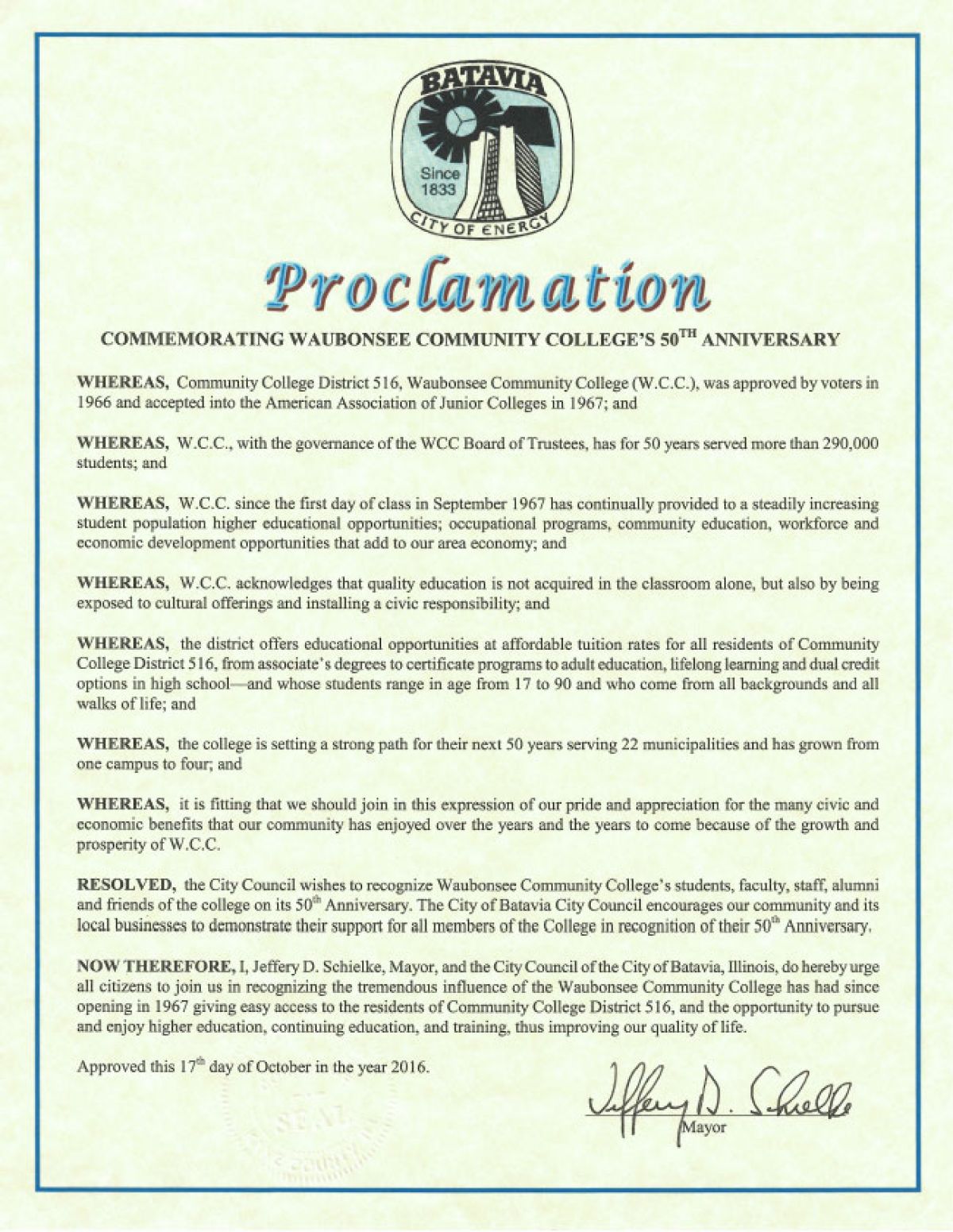 Proclamations & Congressional Records | Waubonsee Community College